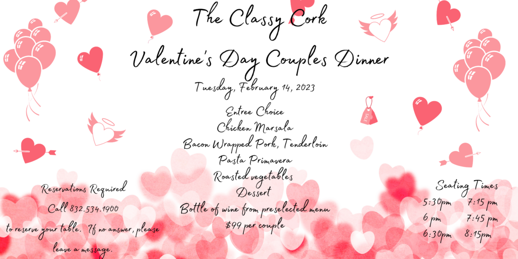 Valentine's Day Couples Dinner - The Classy Cork