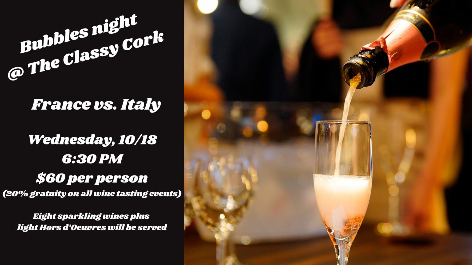 Bubbles Night - France vs. Italy - The Classy Cork